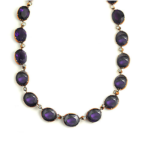 Vintage Amethyst and Diamond Rose Gold Necklace